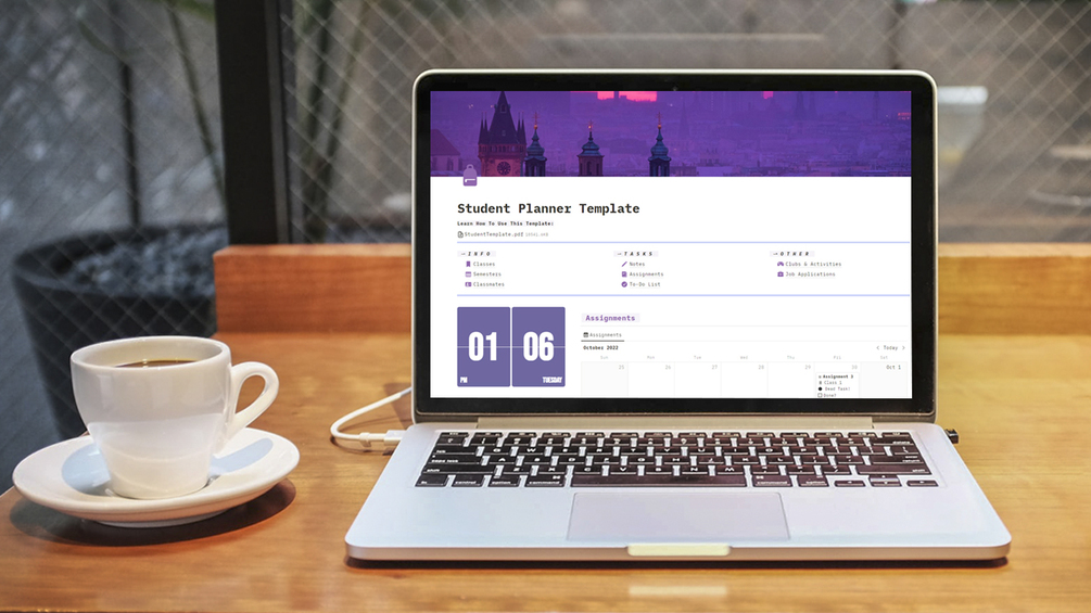 Modern & Aesthetic Notion Student Template