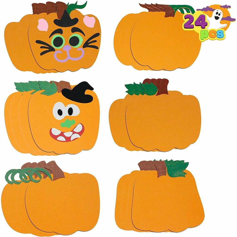 24 PCS Halloween Foam Pumpkin Art and Craft Kit for Halloween Kids ...