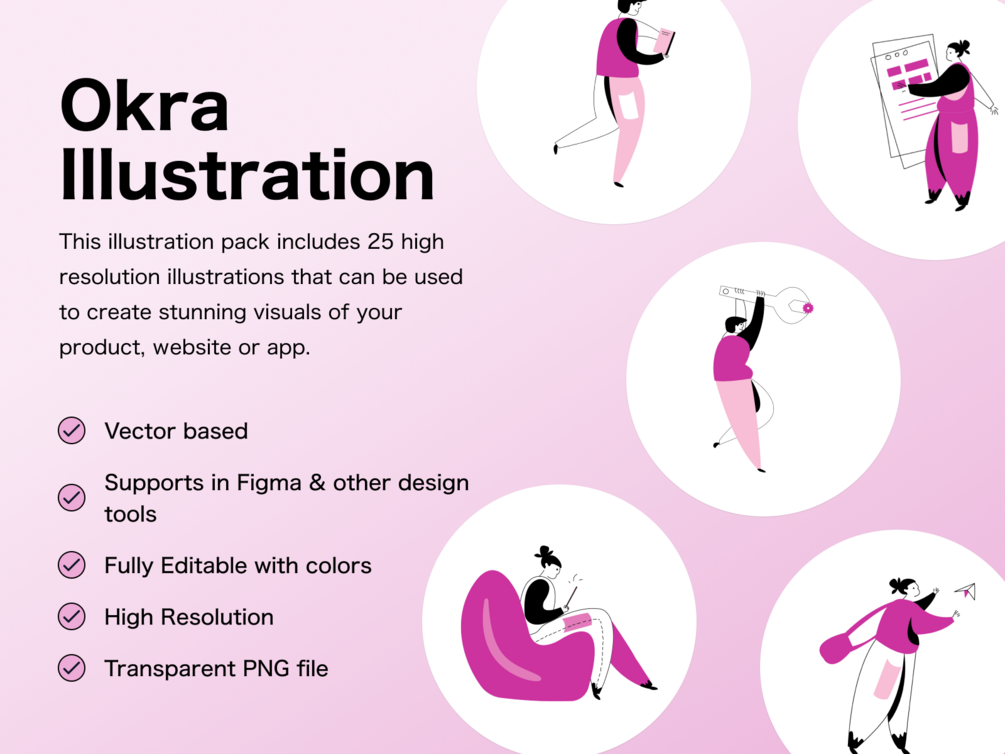 Okra - 25 Free Flat Illustrations