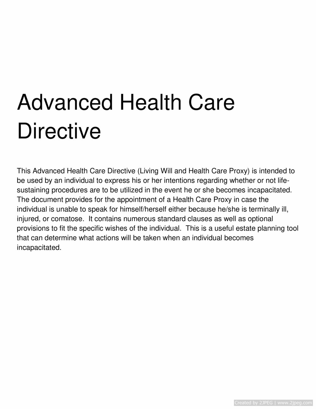 Advanced Health Care Directive