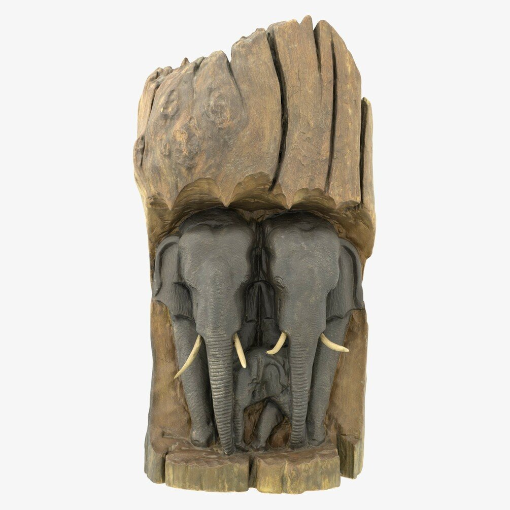 Elephants Tree Carving 3D Model