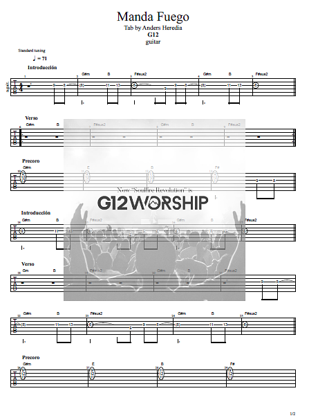 MANDA FUEGO - G12 - GUITAR COVER TAB