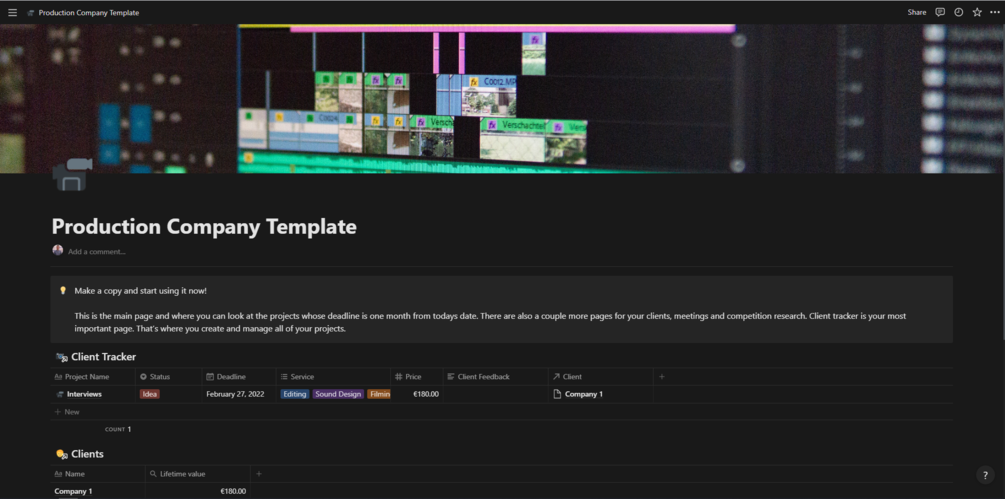 Production Company Notion Template