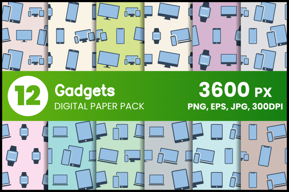 Gadgets 12 Digital Paper Set