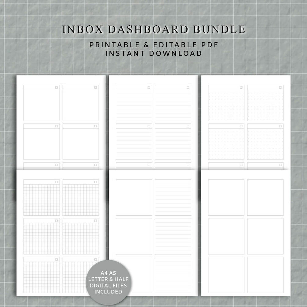 Inbox Planner Dashboard, Brain Dump List, Printable & Digital, A4, A5 ...