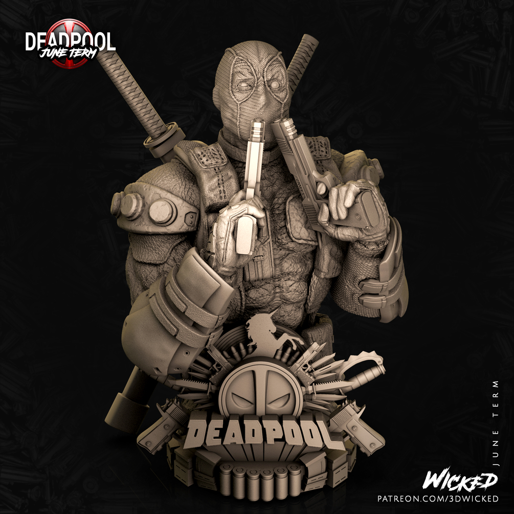 Wicked Marvel Deadpool Bust: Tested and ready for 3d printing