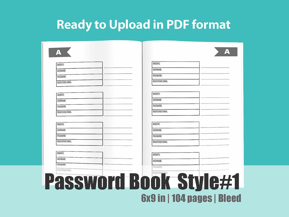 Password Book Interior Style#1 with Alphabetically Tabbed in 104 pages ...