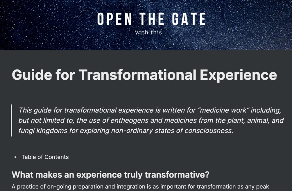 Guide for Transformational Experience