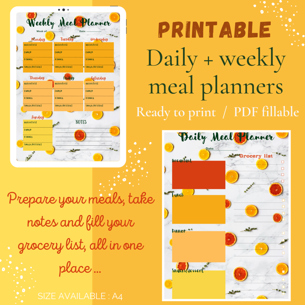 Daily+weekly printable meal planners