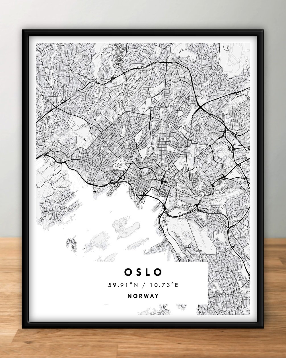 OSLO, Norway – Digital Map Poster – White