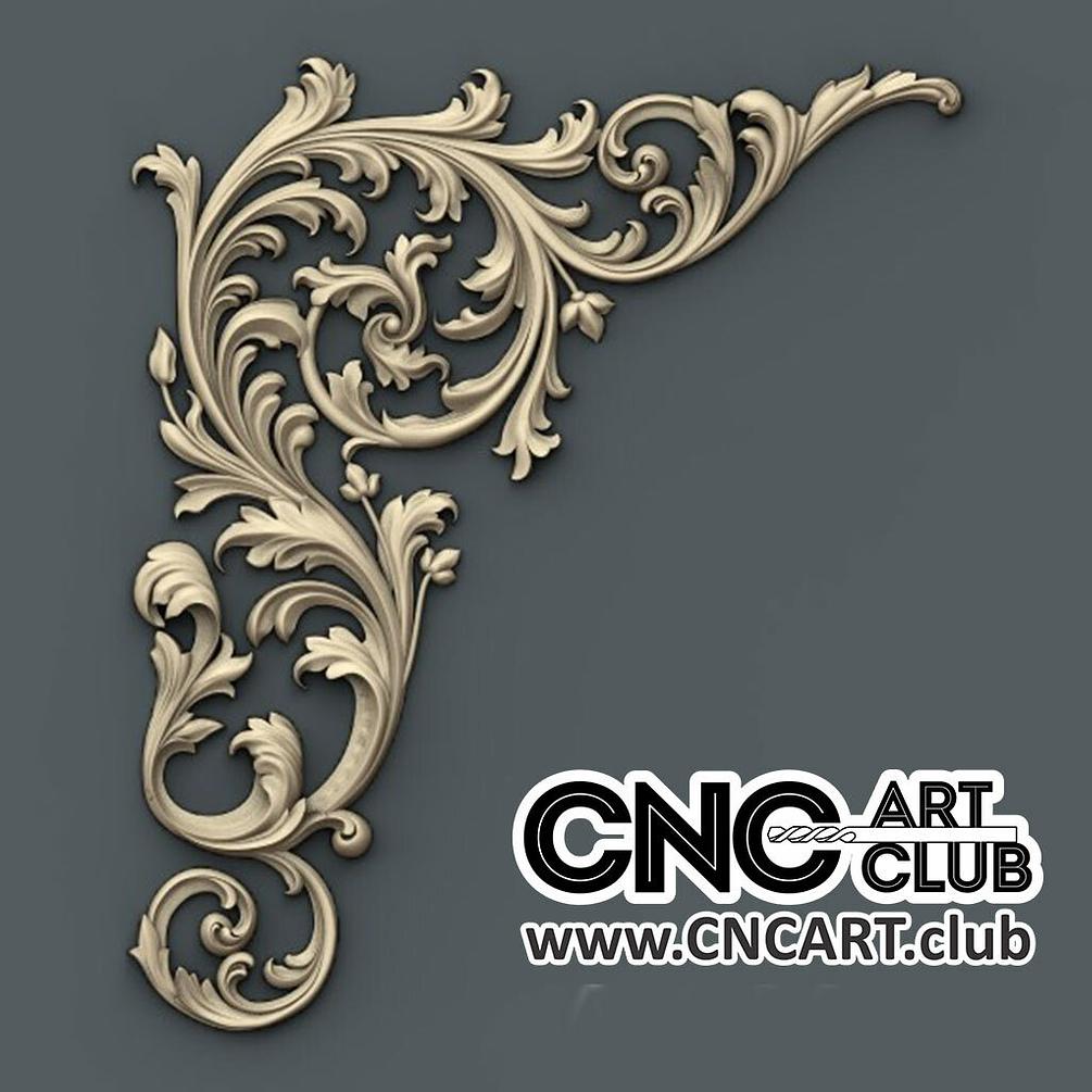 corner-1012 - Nice looking floral corner overlay 3D STL file for cnc ...