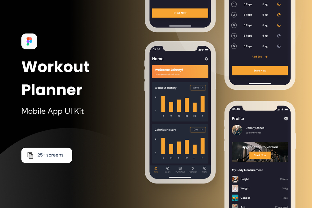 Quat Workout Planner App UI Kit