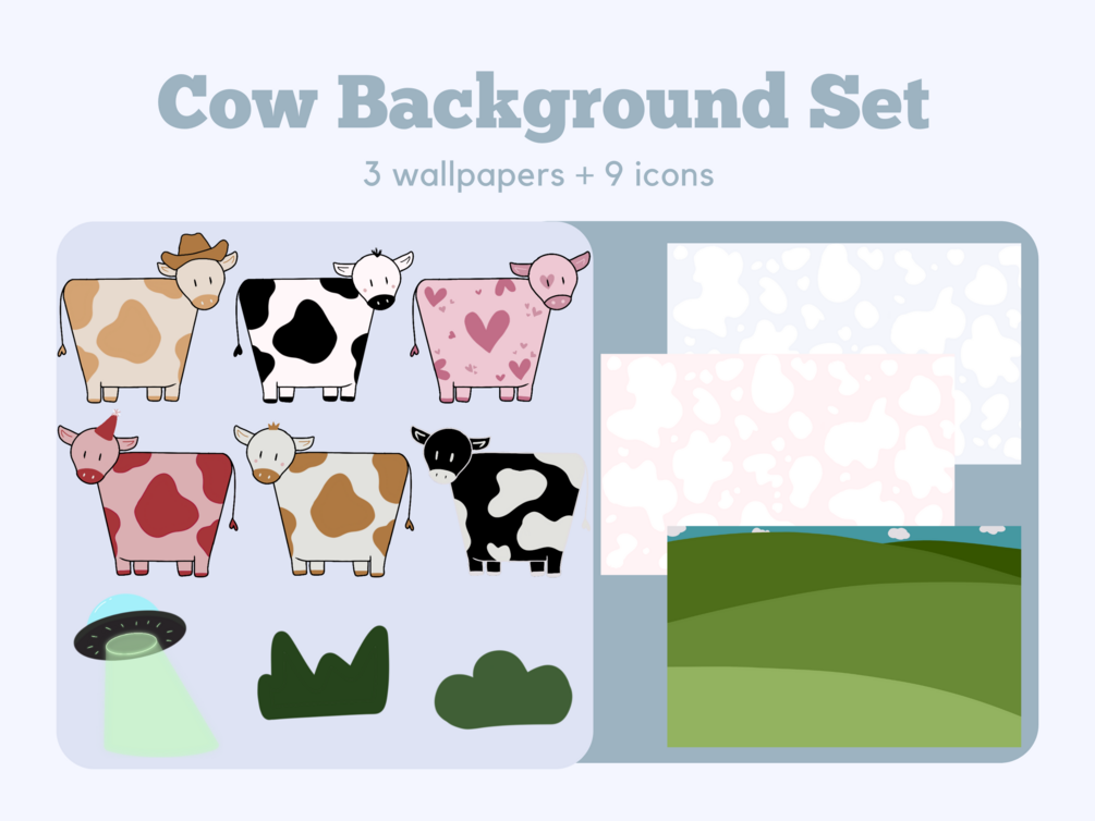 Cow Wallpaper + Icon Set for Laptops and Desktops