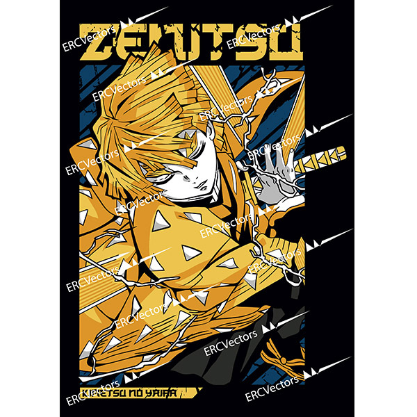 SVG Zenitsu Demon Slayer Vector, PDF , PNG, SVG , AI