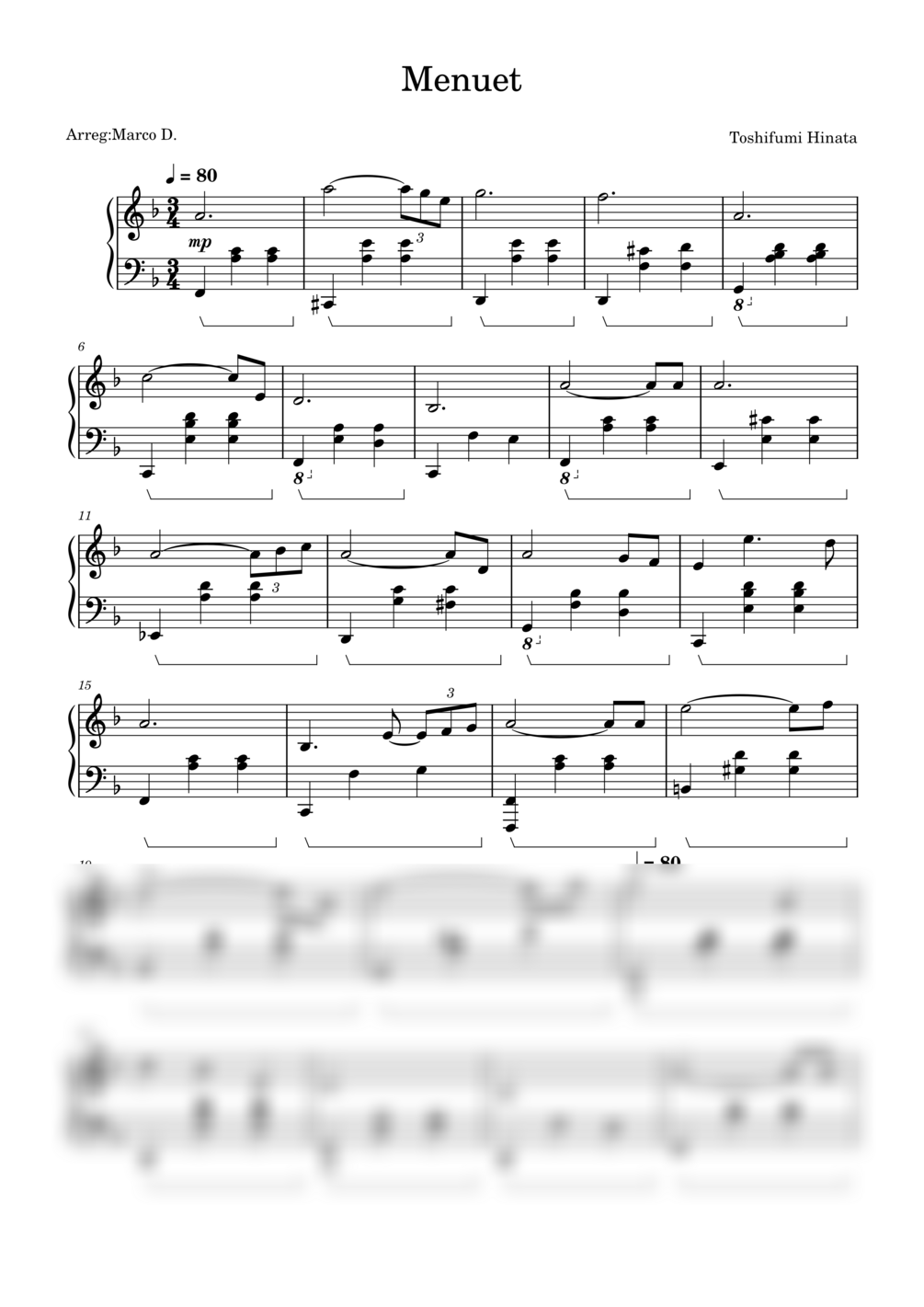 Menuet | Toshifumi Hinata SHEET + MIDI