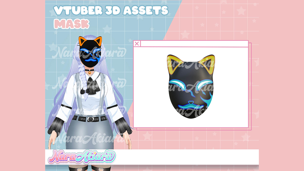 3D Vtuber Assets Mask V8 vroid commission, 3D assets ready to use ...