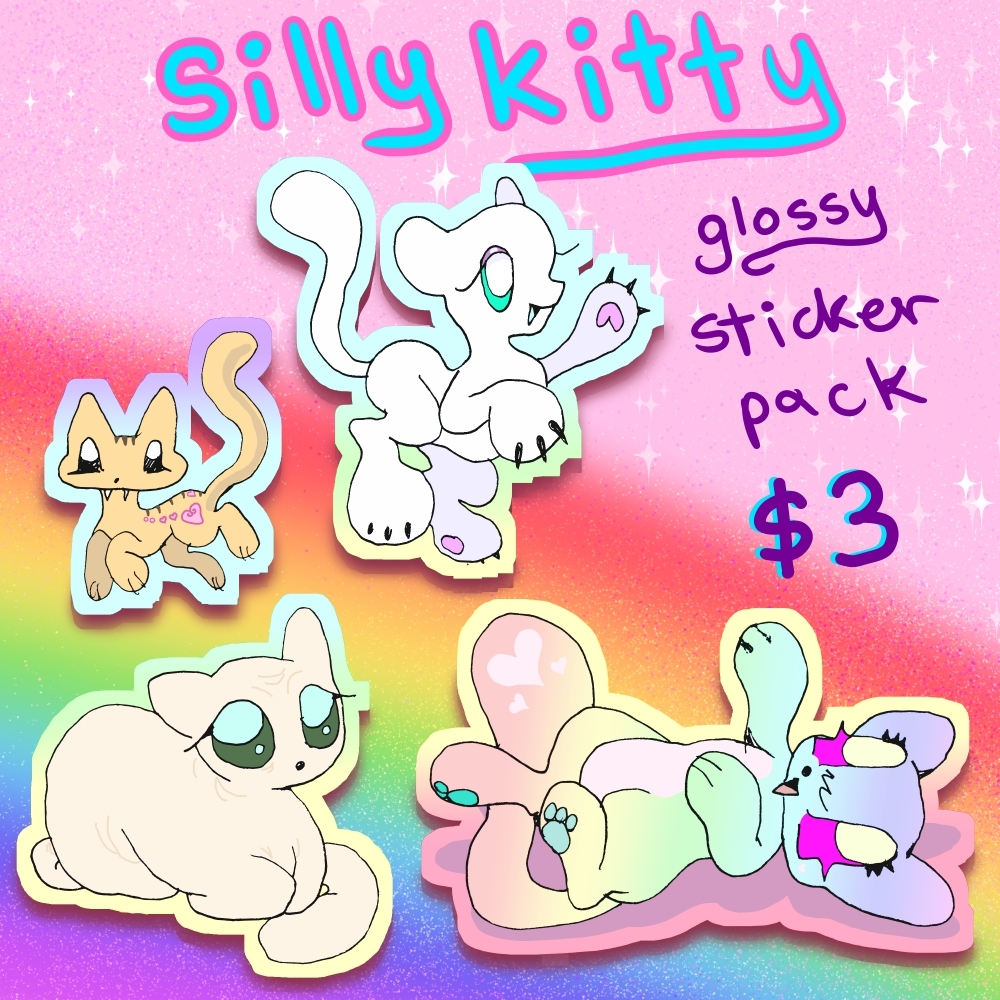 silly kitty sticker pack