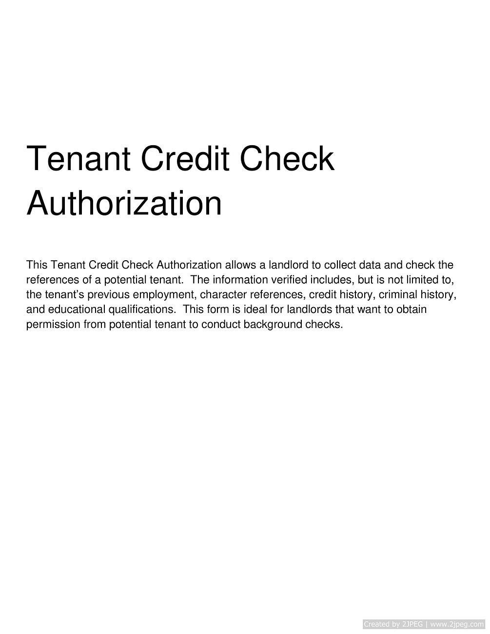 Tenant Credit Check Authorization