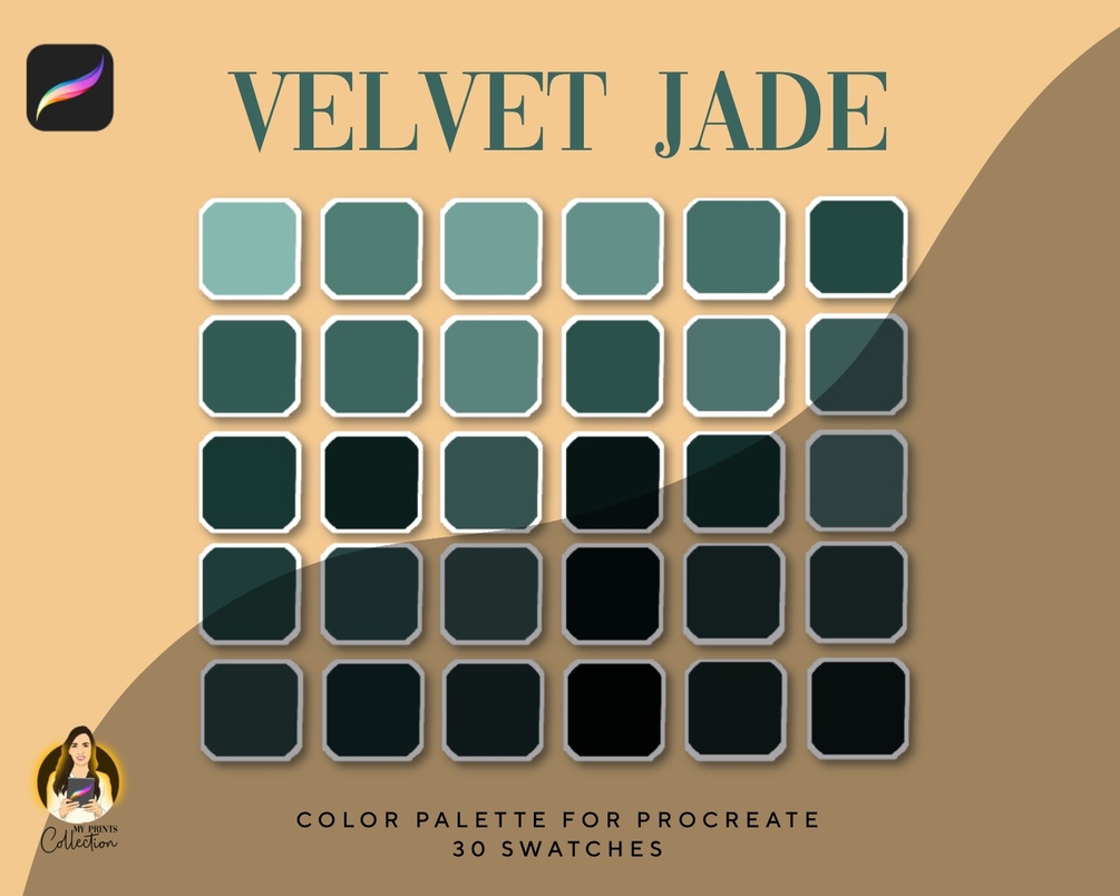 Velvet Jade Procreate Color Palette | 30 Swatch | Fresh Tones | Summer ...