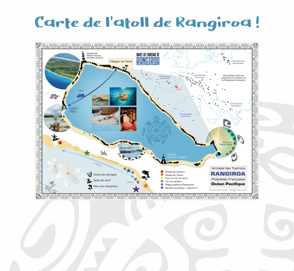 Carte de l'atoll de Rangiroa