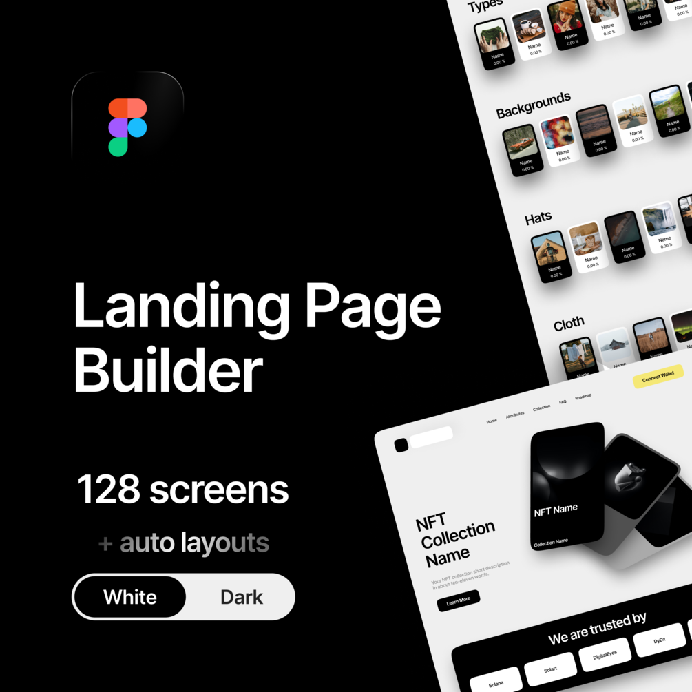 Landing Page Builder | Figma Source | NFT, Social Media, Product Landings
