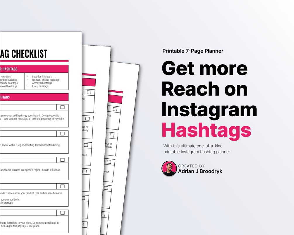 Instagram Hashtags Printable Checklist