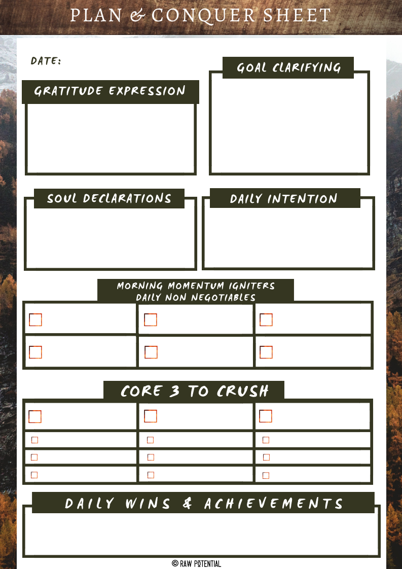 Plan & Conquer Productivity Worksheet