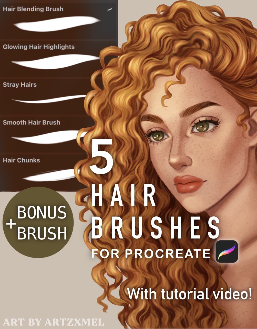 Procreate Hair Brush Pack | Easy beginners brush for Procreate