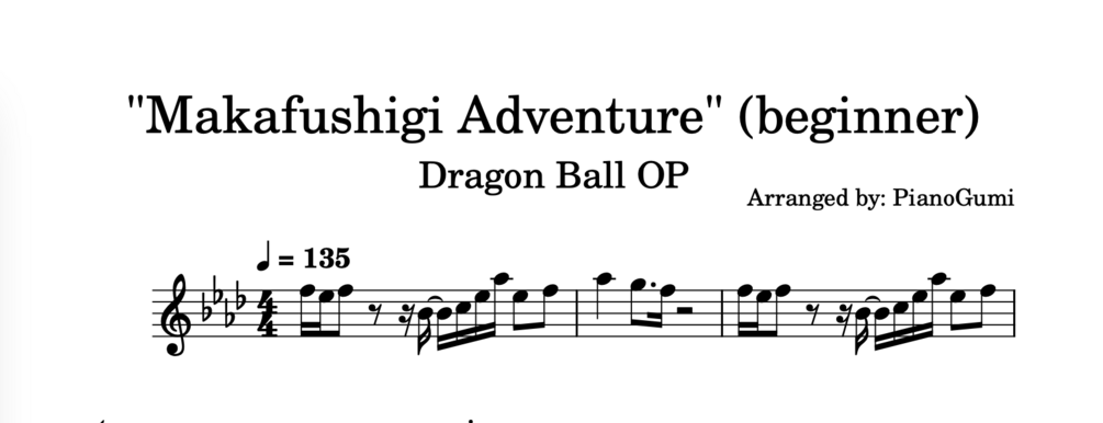 Dragon Ball OP - "Makafushigi Adventure" - BEGINNER Piano Sheet Music