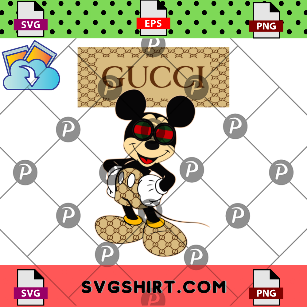 Gucci Mickey Mouse SVG PNG EPS DXF Digital Download