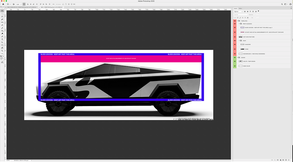 Tesla Cybertruck Basic Wrap Template