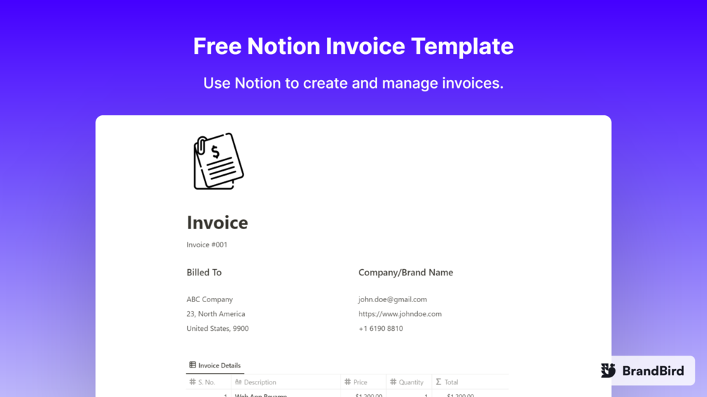 Free Notion Invoice Template