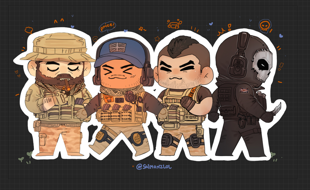 MW2 Ghost, Soap, Price and Gaz PNG