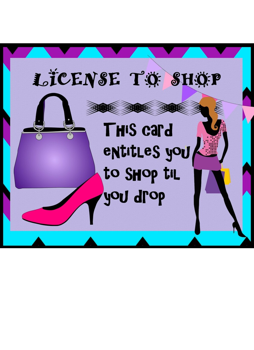 Shop till you drop party coupon label card tag birthday teen printable
