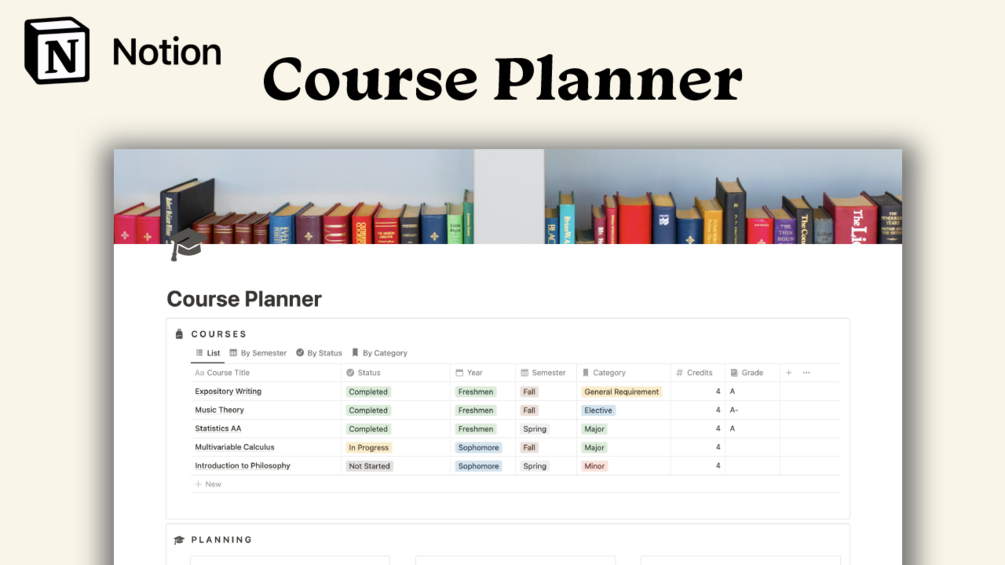 Course Planner: Notion Template