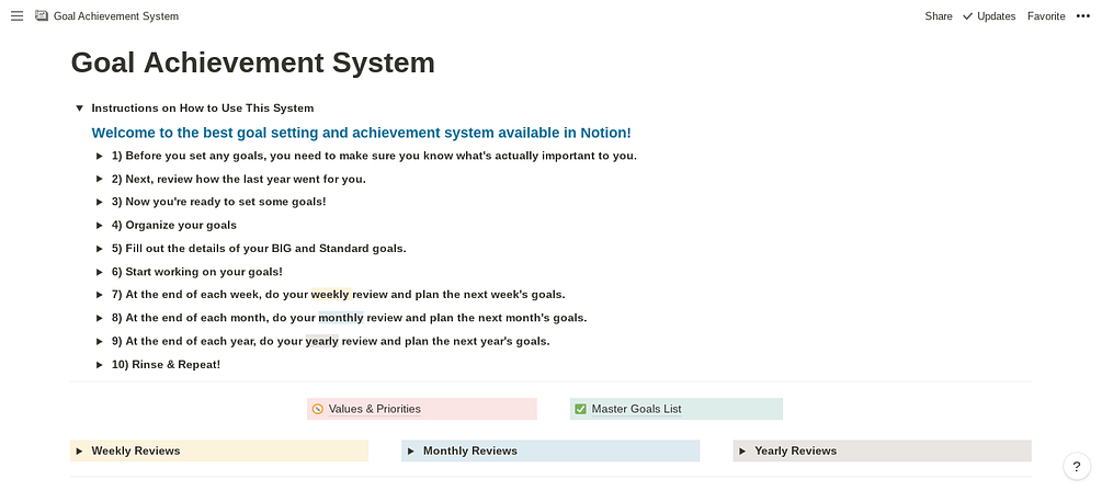 Goal Achievement System