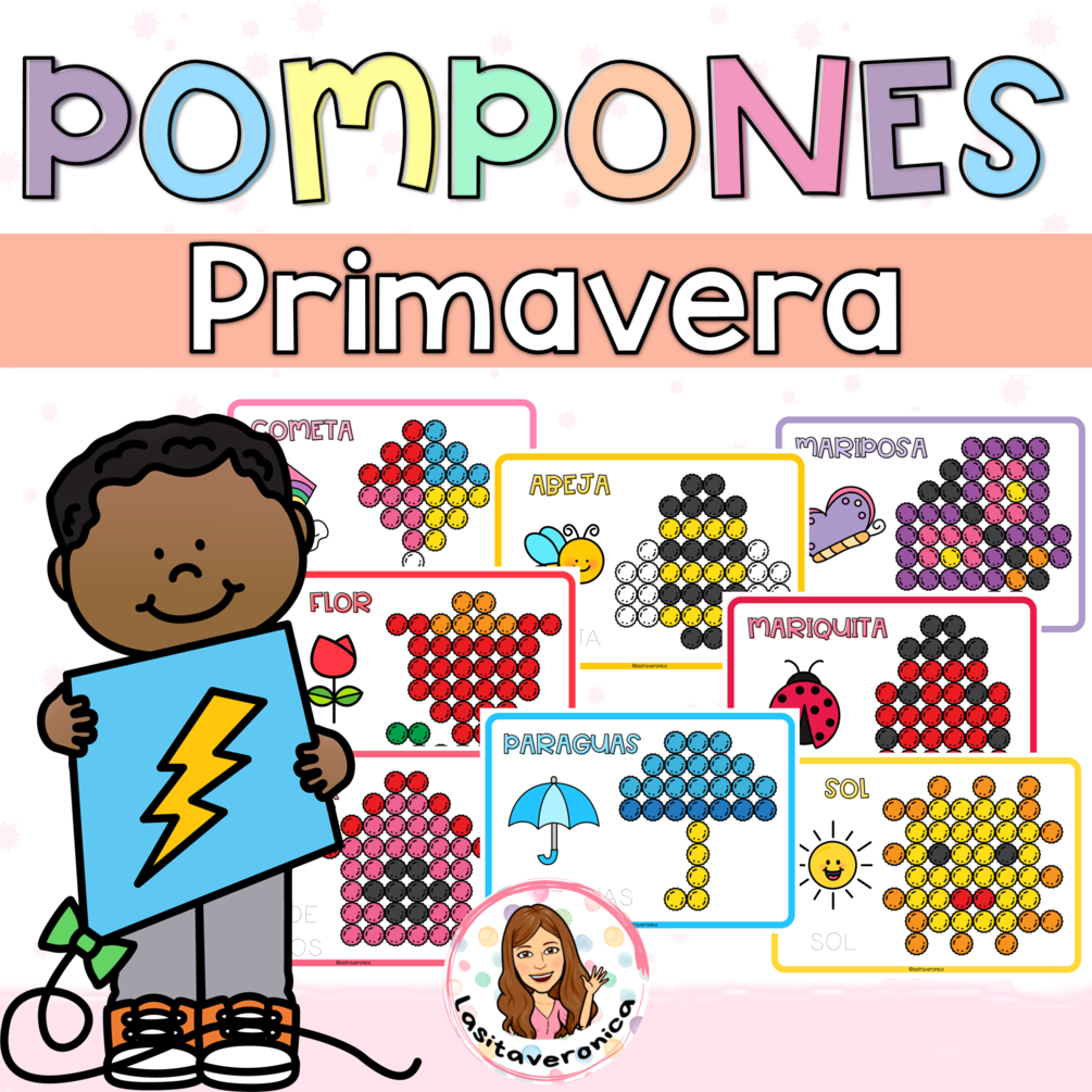 Pompones Primavera. Motricidad Fina / Spring Pom Poms. Fine motor.
