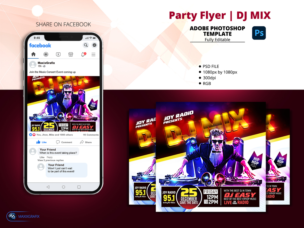 DJ Mix Flyer/Poster PSD Template