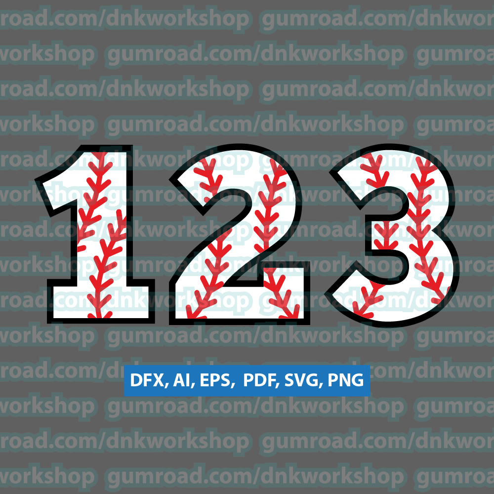 Baseball Numbers 0-9 SVG Vector Cricut Cut File Clipart Png Eps Dxf