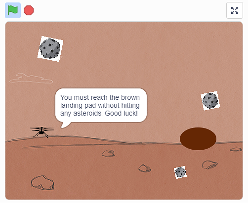 Scratch project - NASA JPL Mars Rover flying game