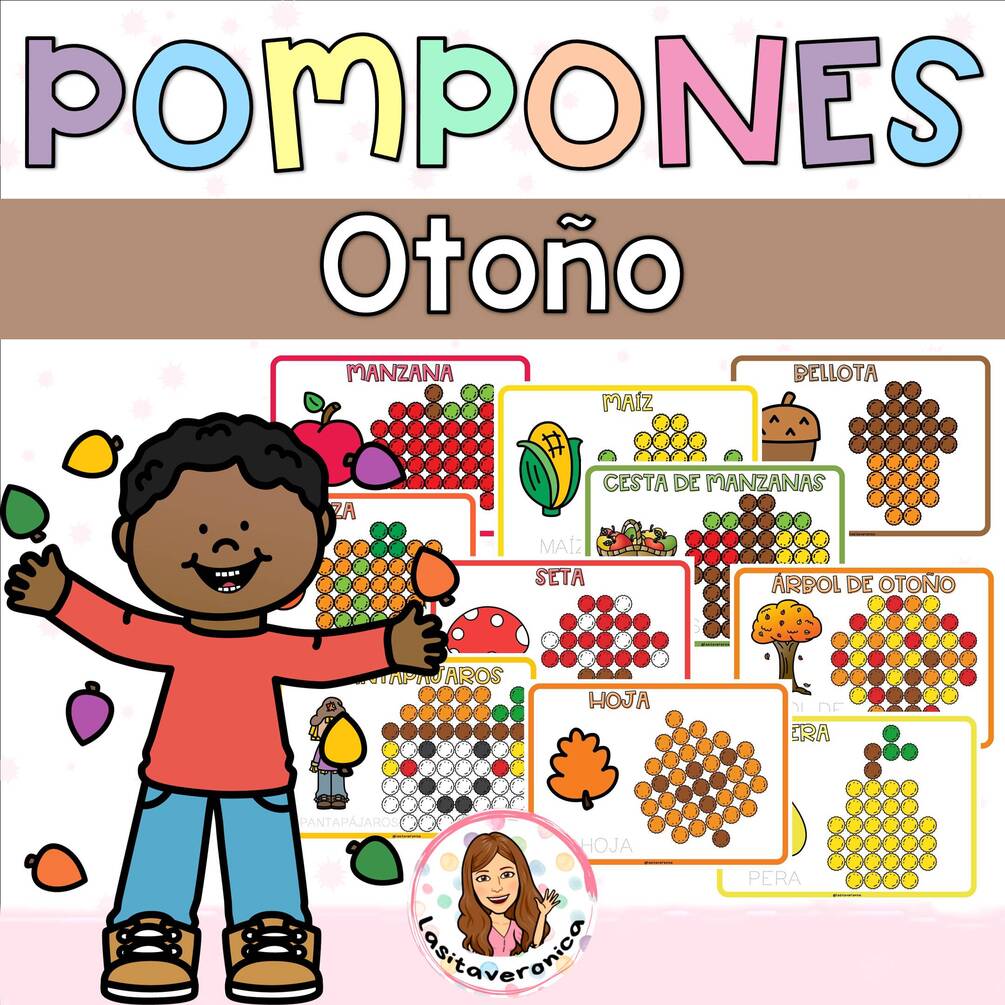 Pompones Otoño / Autumn Fall Pom Poms. Fine motor. Spanish