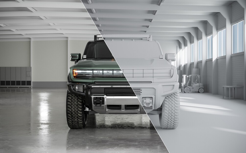 Hummer EV - 3D Models, Modeling Start Up Blend File and Warehouse