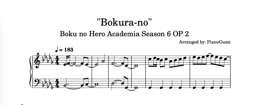 Boku no Hero Academia Season 6 OP 2 - "Bokura-no" - EASY Piano Sheet Music