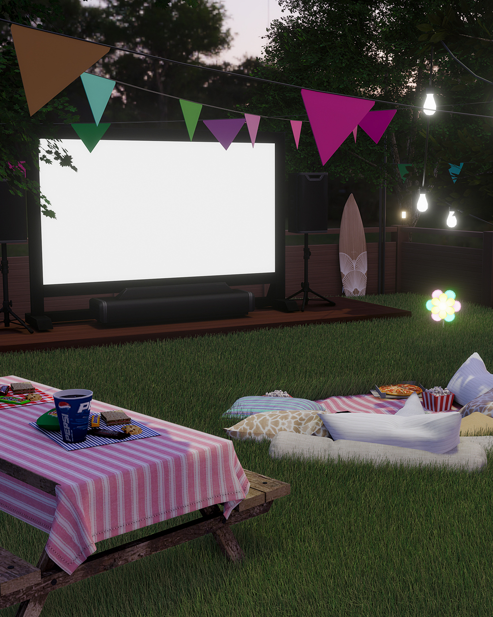 Garden cinema Blender Scene