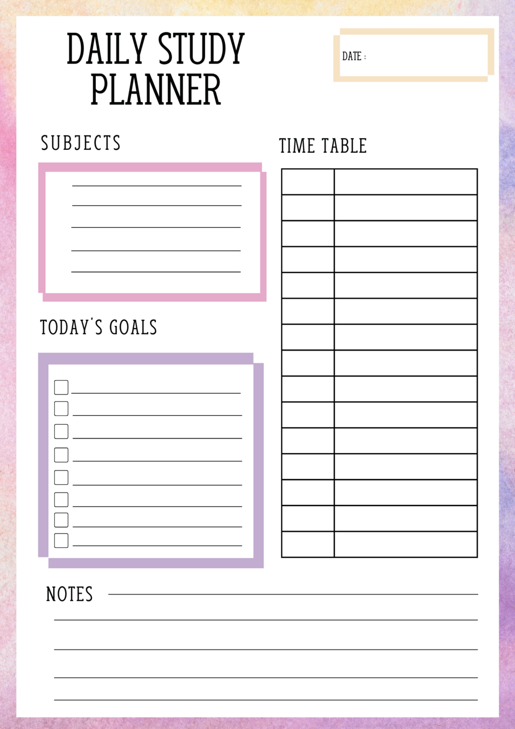 Digital Daily Study Planner