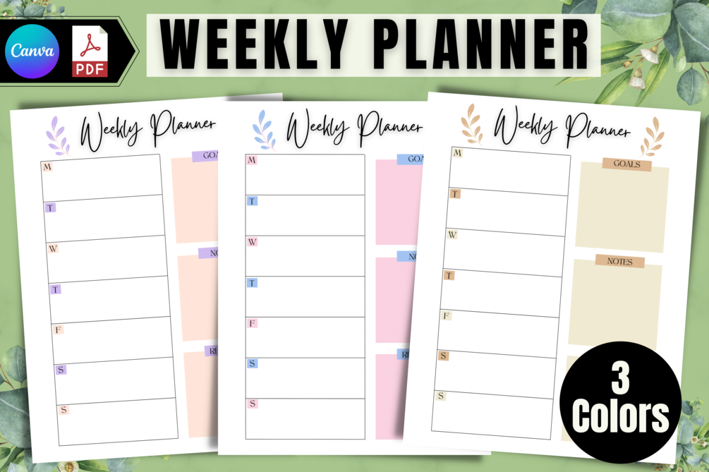 Weekly Planner Printable, Weekly Goal Planner