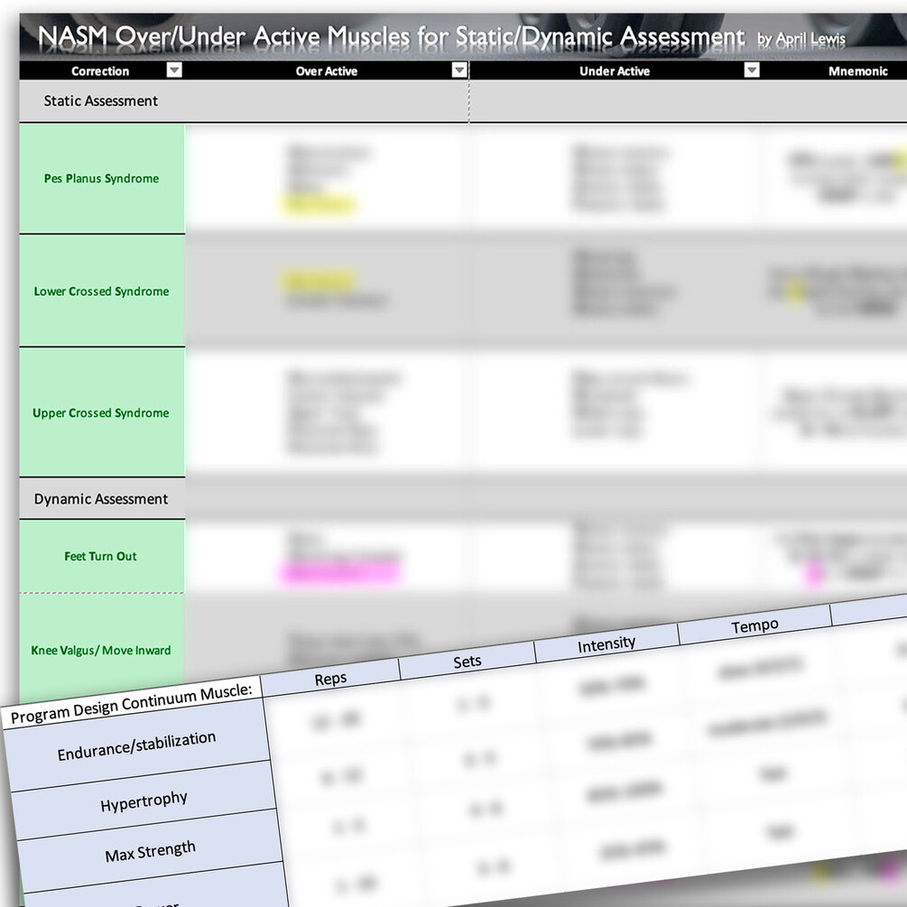 Acronym Sheet for Static and Dynamic Postural Assess. 2022 NASM CPT7