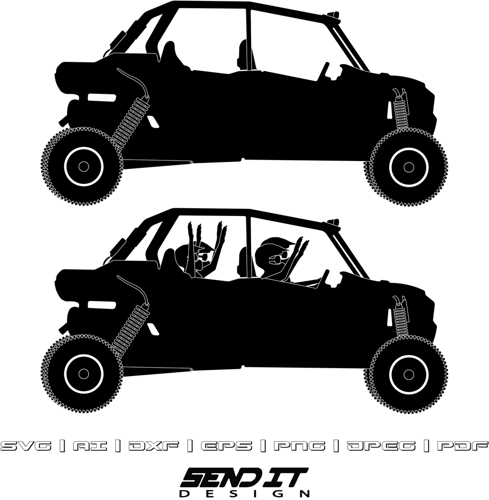 Polaris RZR Silhouette Svg Ai Dxf Eps Png Jpeg Pdf - With or Without Riders