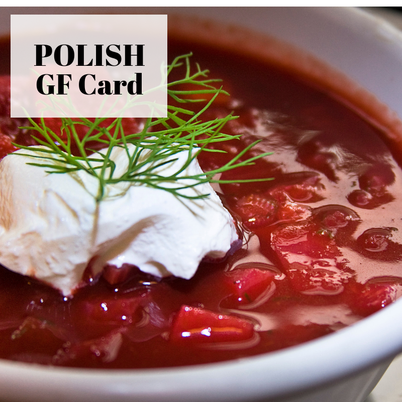 Detailed Gluten Free Restaurant Card - Polish