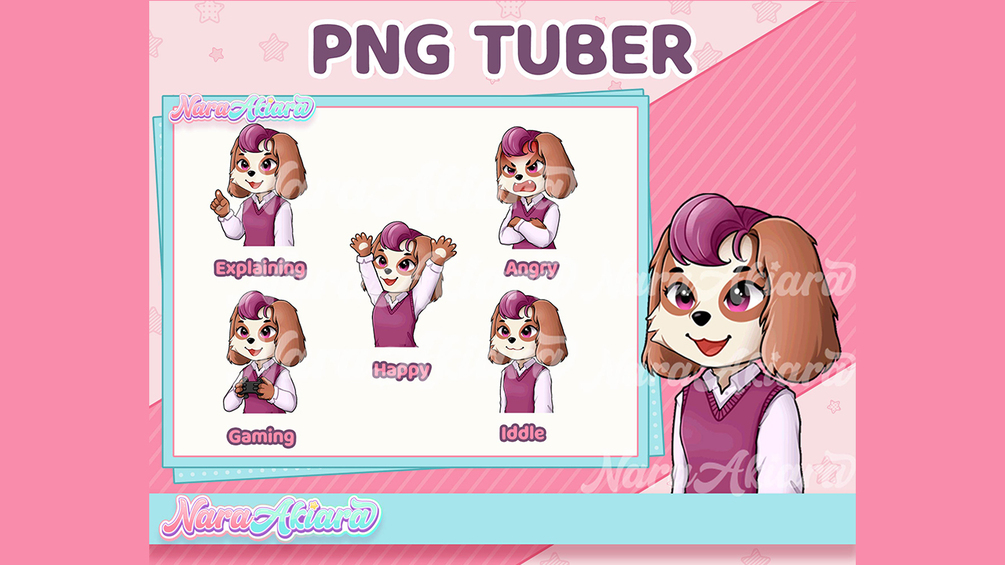 Elevate Your Vtuber Stream with Chibi PNGTuber Avatar Cute Puppy Girl